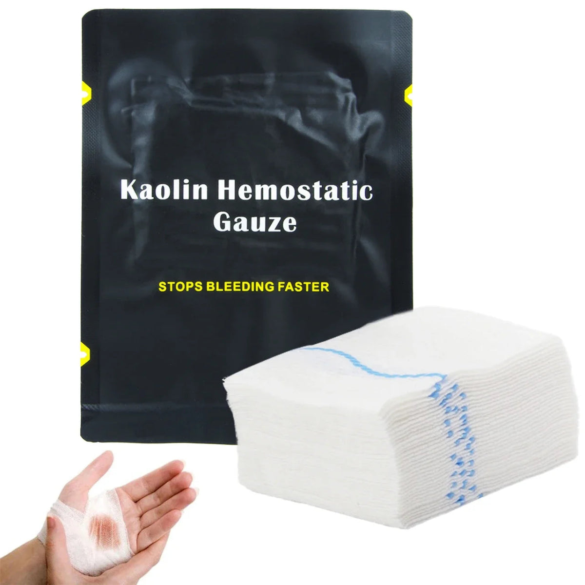 Kaolin Hemostatic Gauze for Trauma Emergencies, Z-folded, Dissolvable ...
